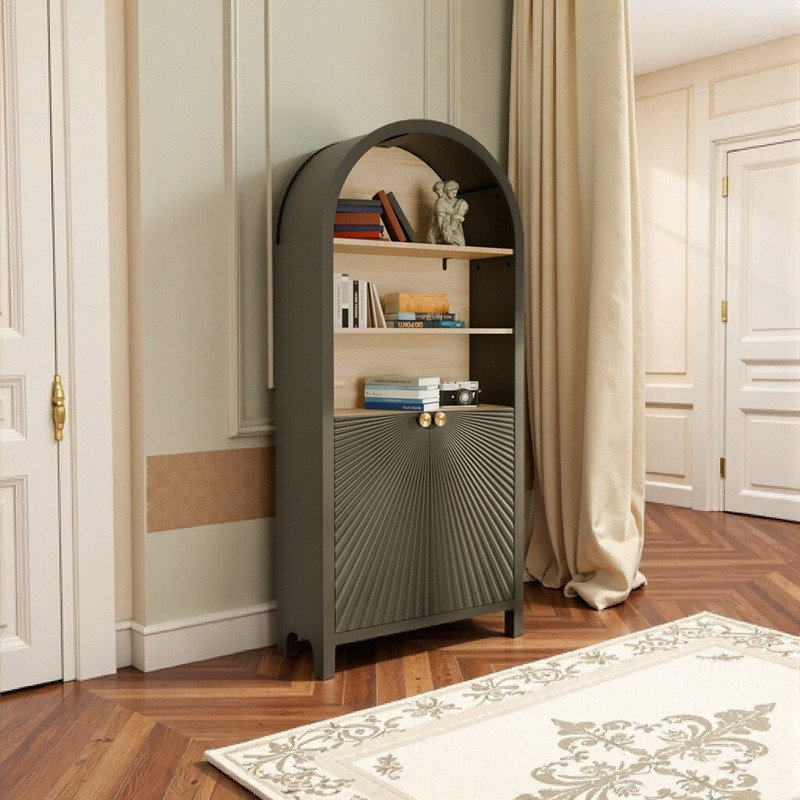 Latitude Run® Elegant Arched Bookshelf with Radial Doors, 5-Tier ...
