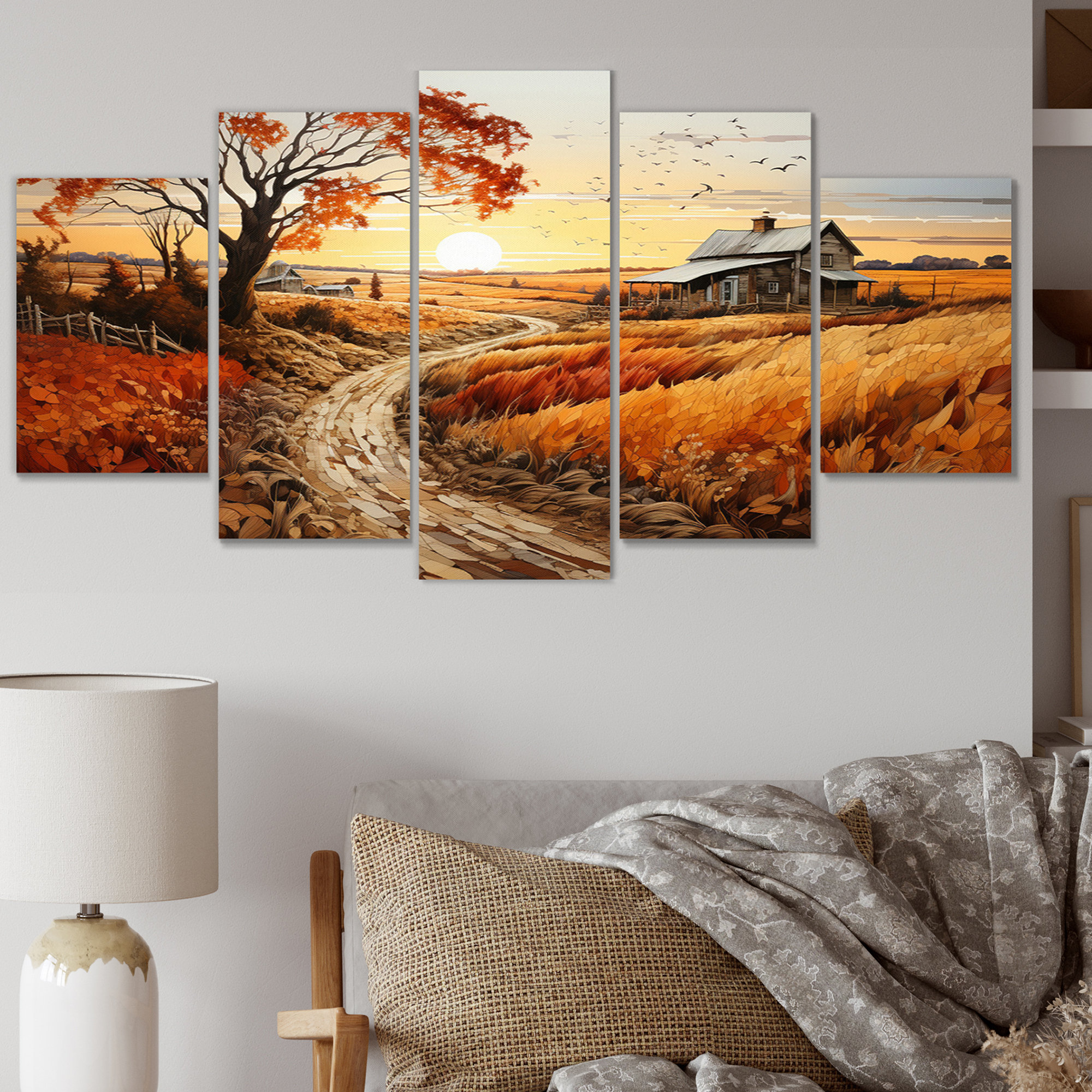 August Grove Farmhouse Farmstead Mosaic Pointillism III - Farm Canvas ...