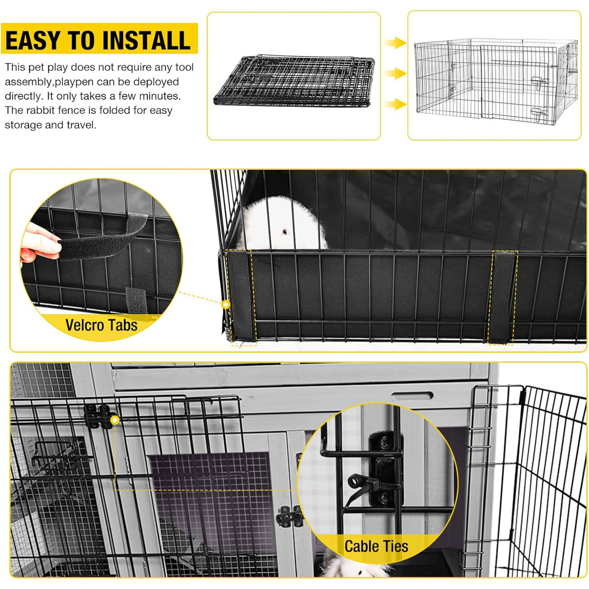 Tucker Murphy Pet™ Rabbit Playpen Pet Pen Small Animal Cage With ...