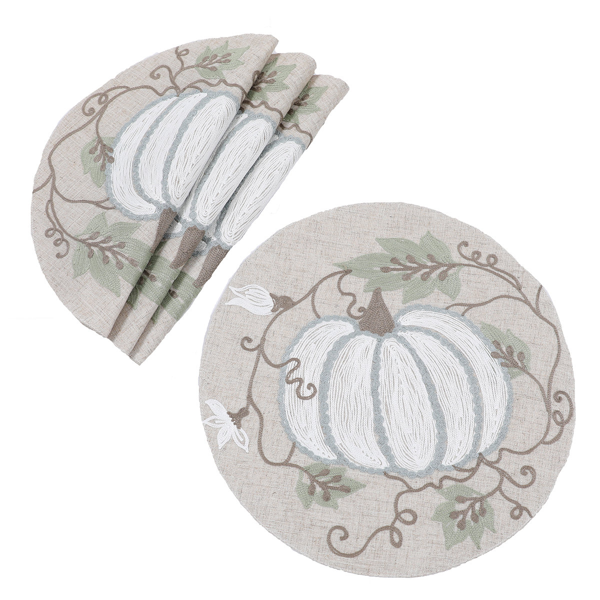 August Grove® Trumble Harvest Pumpkins and Vines Crewel Embroidered ...