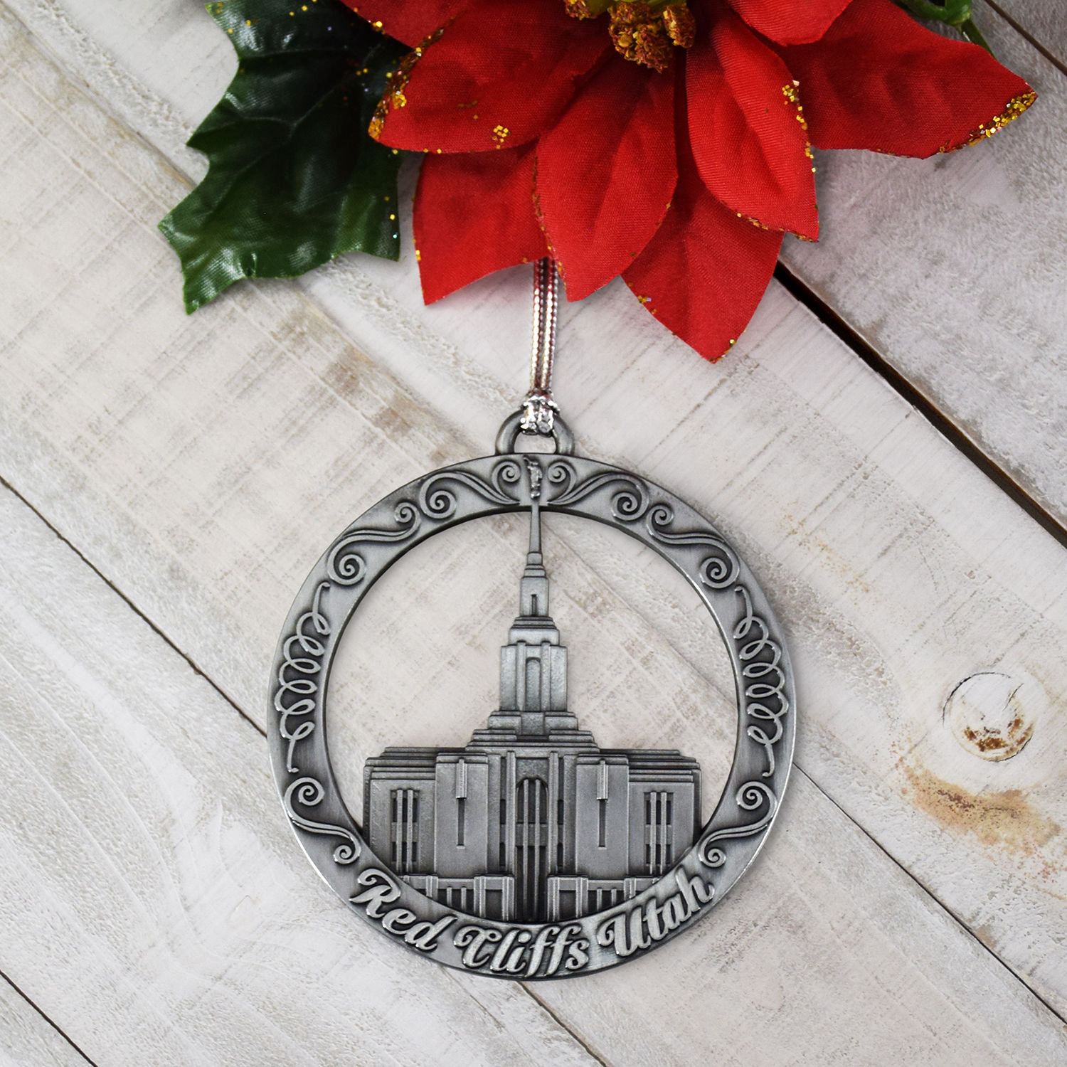 The Holiday Aisle® Red Cliffs Utah Antique Silver 3" Temple Ornament ...