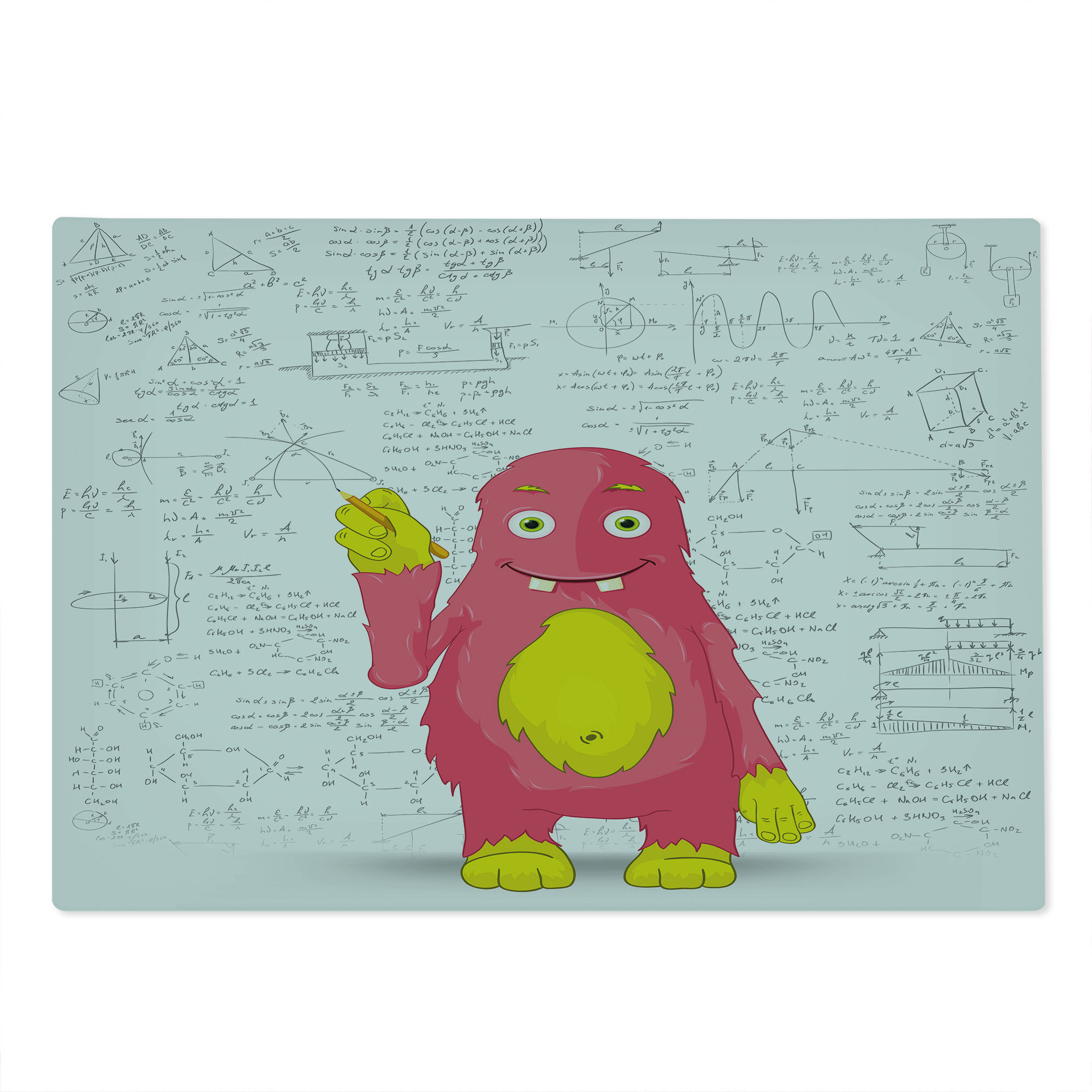 Ambesonne Science Cutting Board Large Size Funny Smart Monster Yellow ...