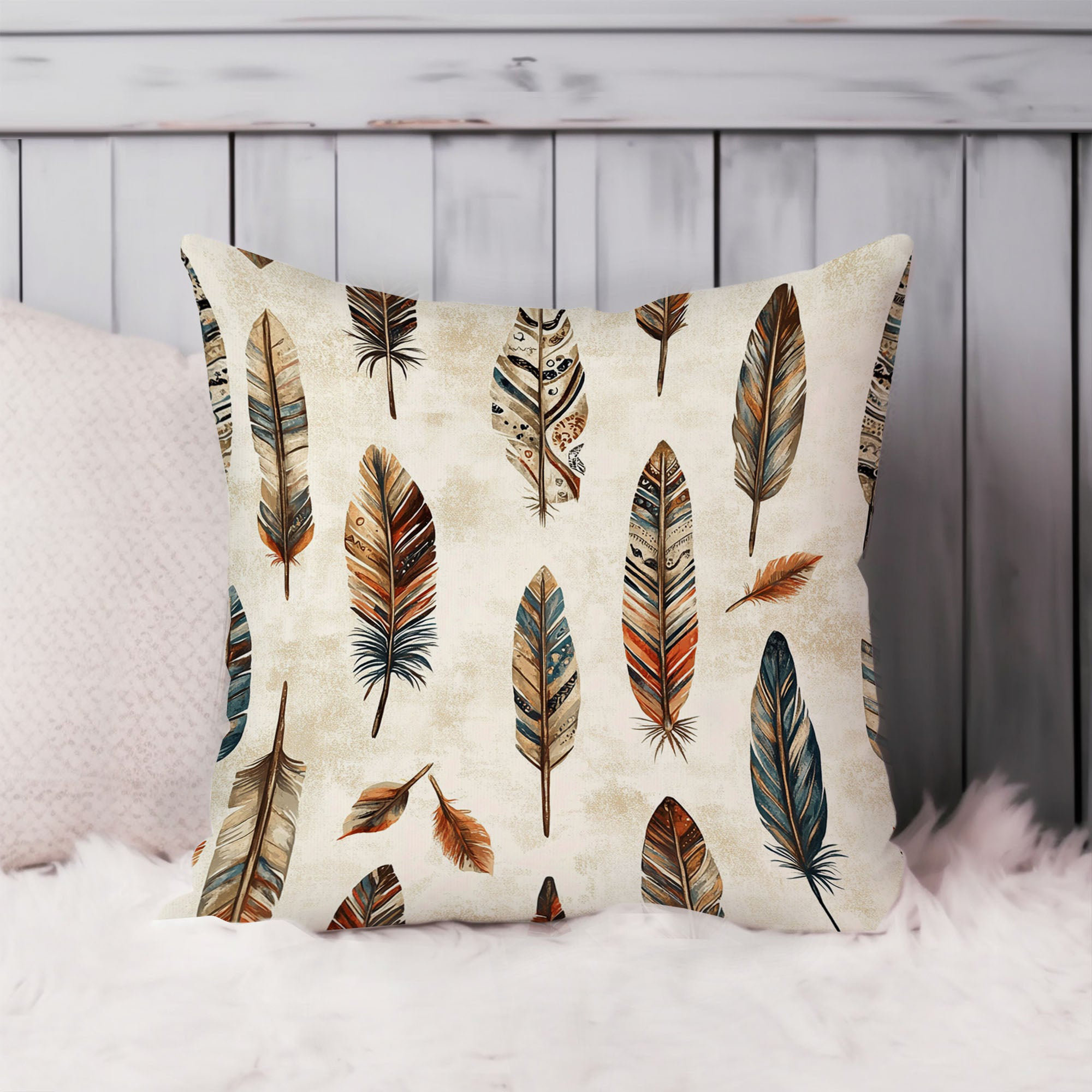 Ethan Taylor Boho Feather Dreams Pattern I Bohemian Throw Pillow Cover ...