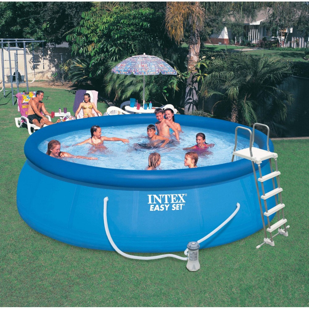 Intex 15 x48" Inflatable Pool with Ladder, Pump and Deluxe Pool ...