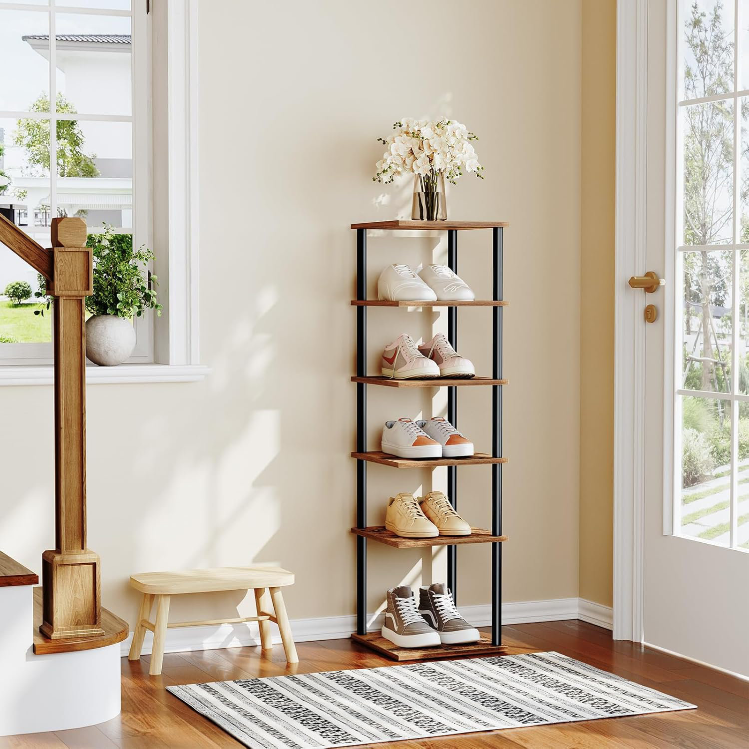 17 Stories Vertical Shoe Rack, 6-Tier Narrow Shoe Shelf, Shoe Storage ...