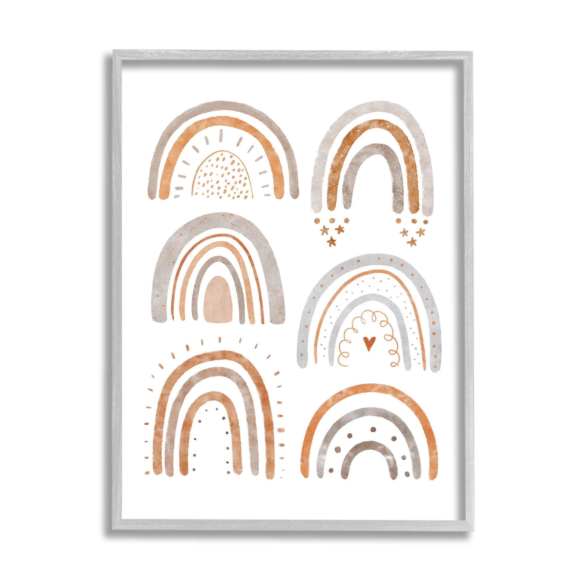 Stupell Industries Muted Rainbows & Shapes Framed Giclee Art Design By ...