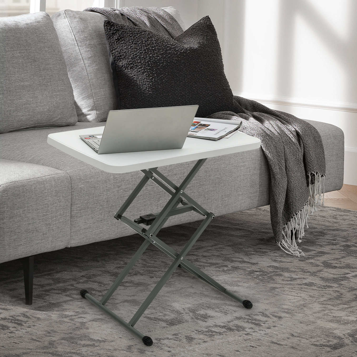 MoNiBloom 26" Adjustable TV Tray Table, Flip Top Laptop Table ...