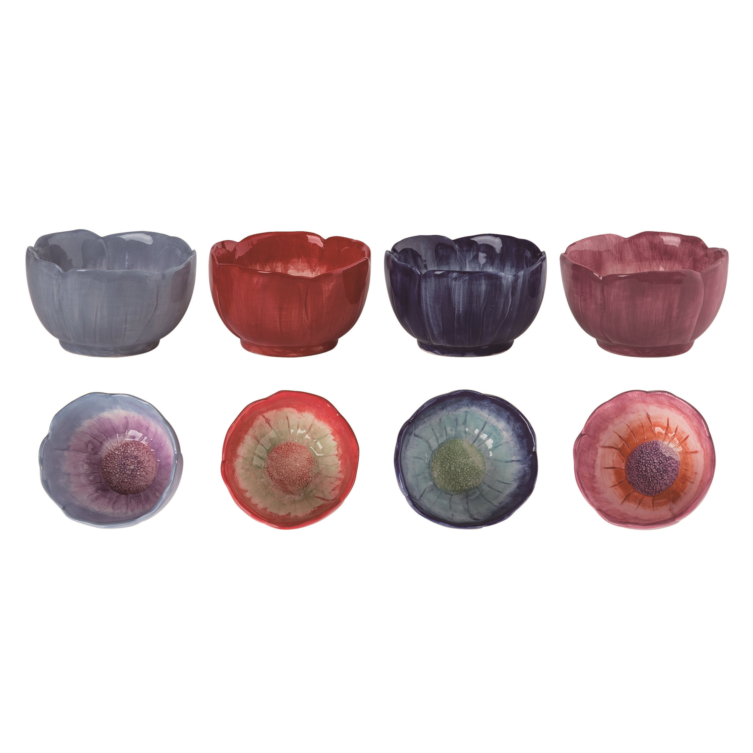 Transpac Ceramic Flower Shaped Ramekin Set of 4 Spring Home Decorations ...
