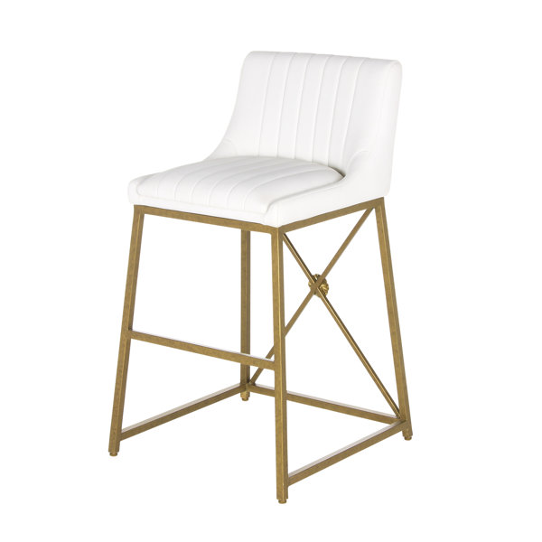 ellahome Medallion Upholstered Counter Stool with Metal Frame | Wayfair