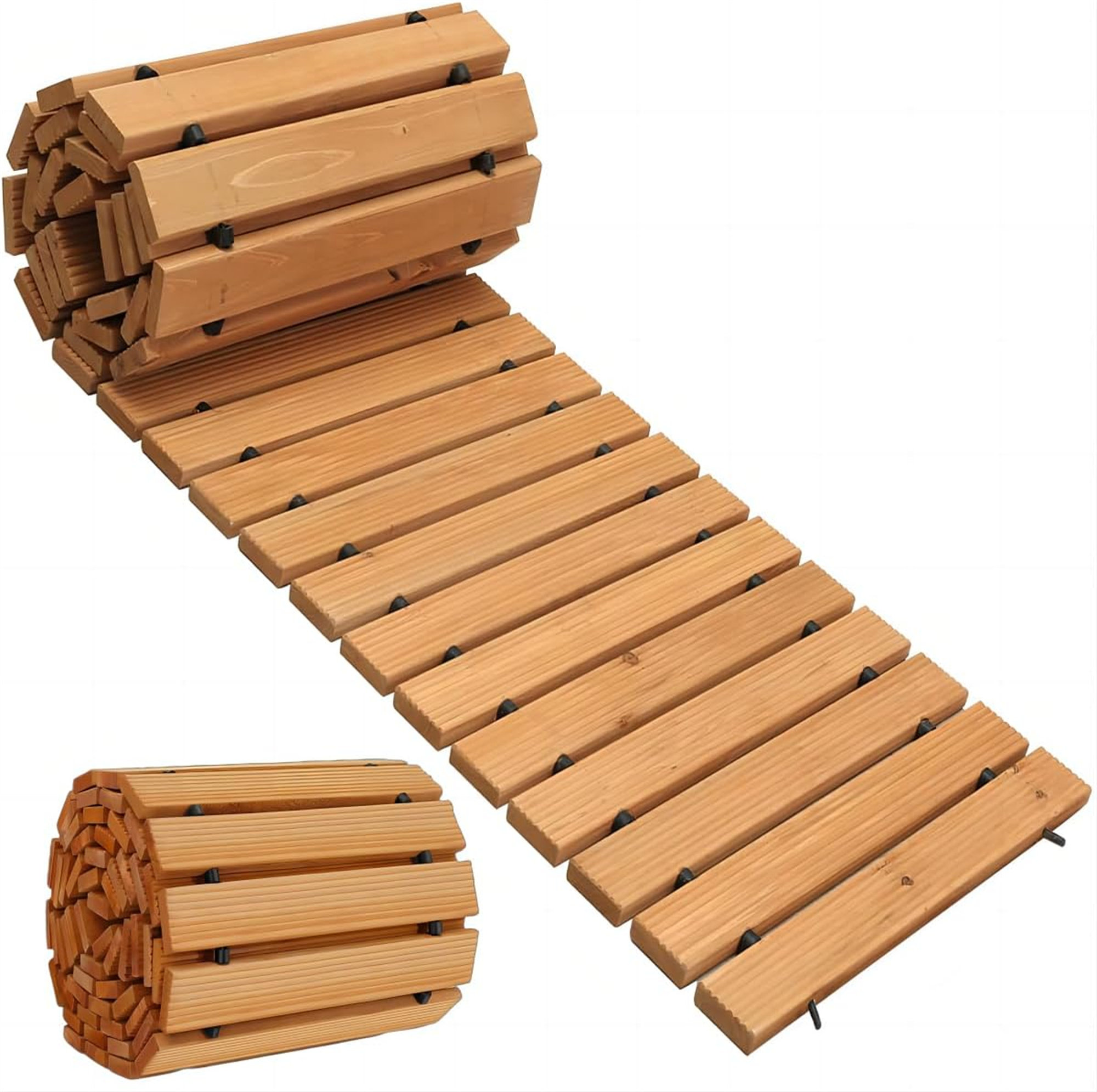 Arlmont & Co. 6Ft Wooden Garden Walkway, Straight Roll-Out Cedar ...