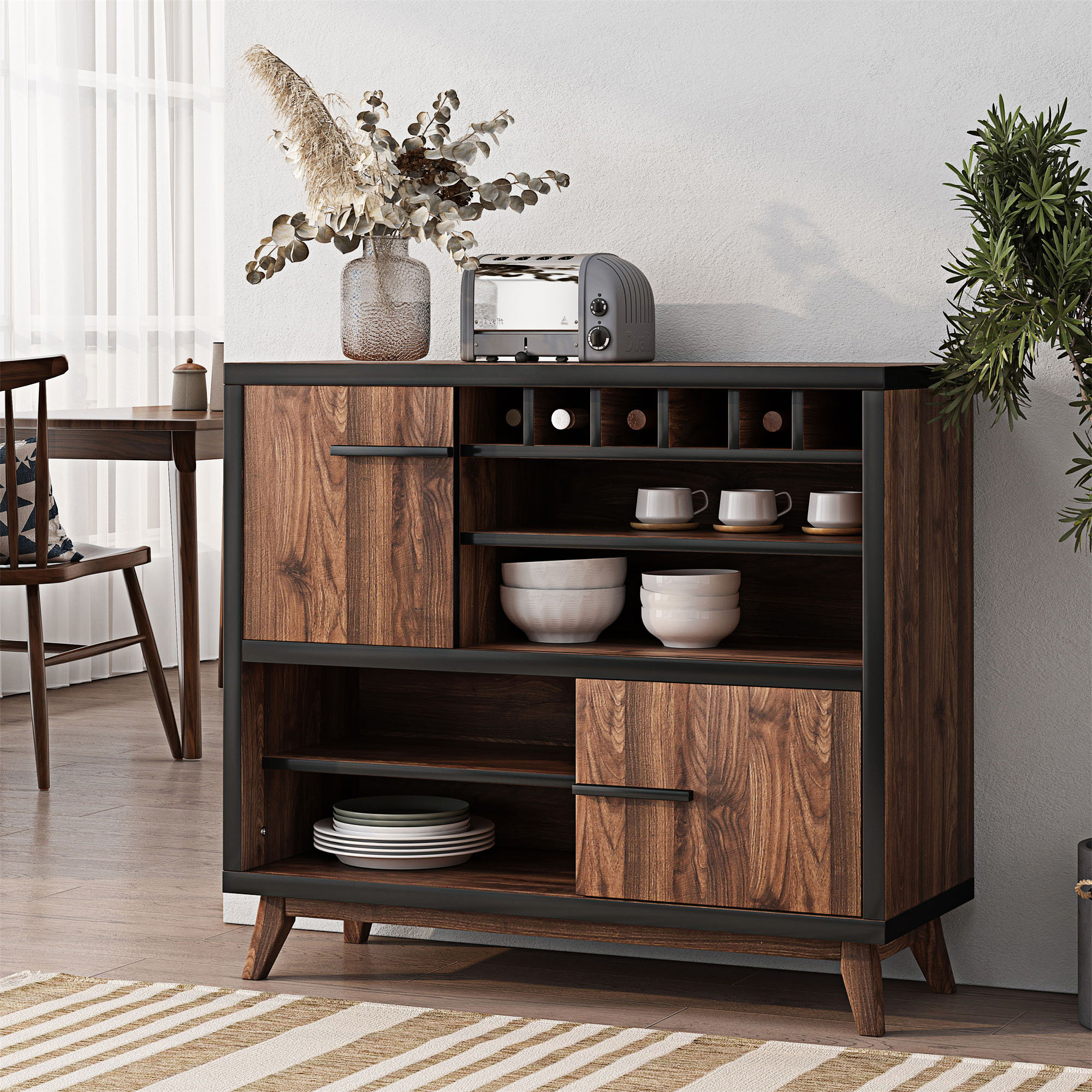 George Oliver Modern Wine Bar Cabinet Accent Cabinet Sideboard Buffet ...