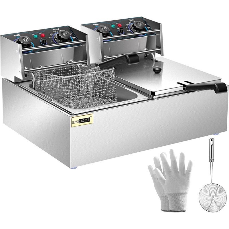 VIVOHOME Commercial 20.7 Qt 2 Basket Deep Fryer with Timer & Reviews ...