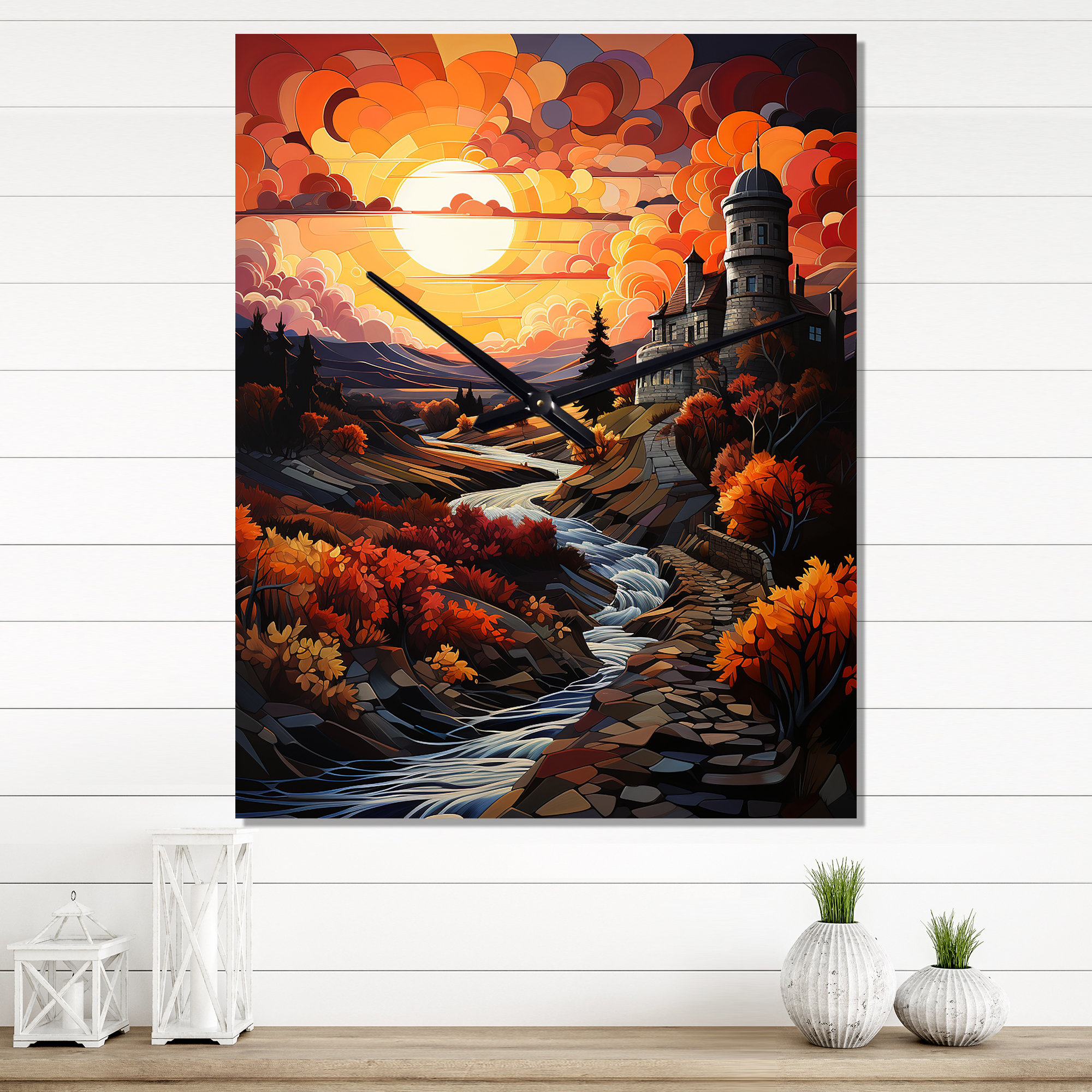 Design Art Castles Castle Of Clouds II - Cityscapes Modern Wall Clock ...