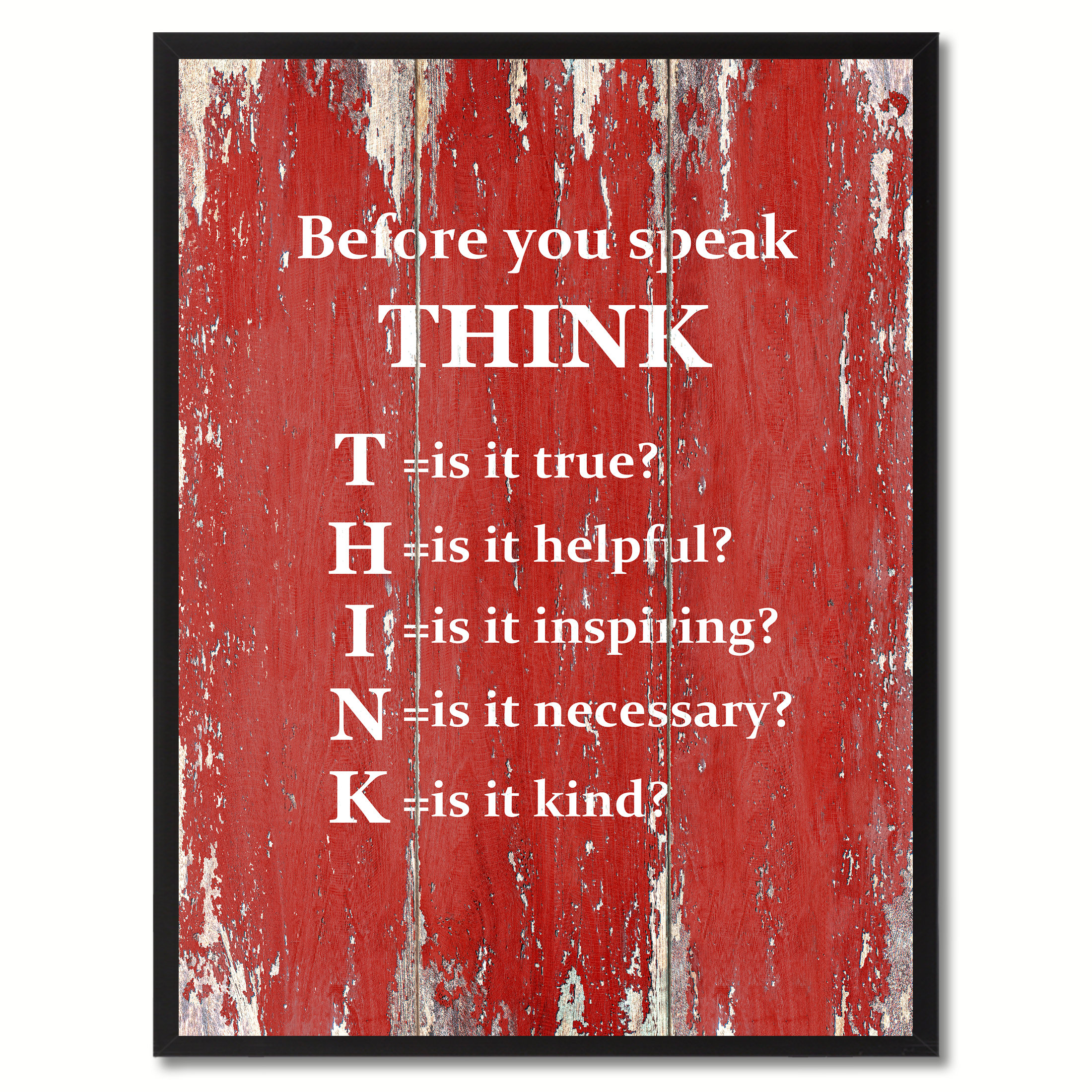 Trinx SpotColorArt Before You Speak Think Handcrafted Framed Canvas ...