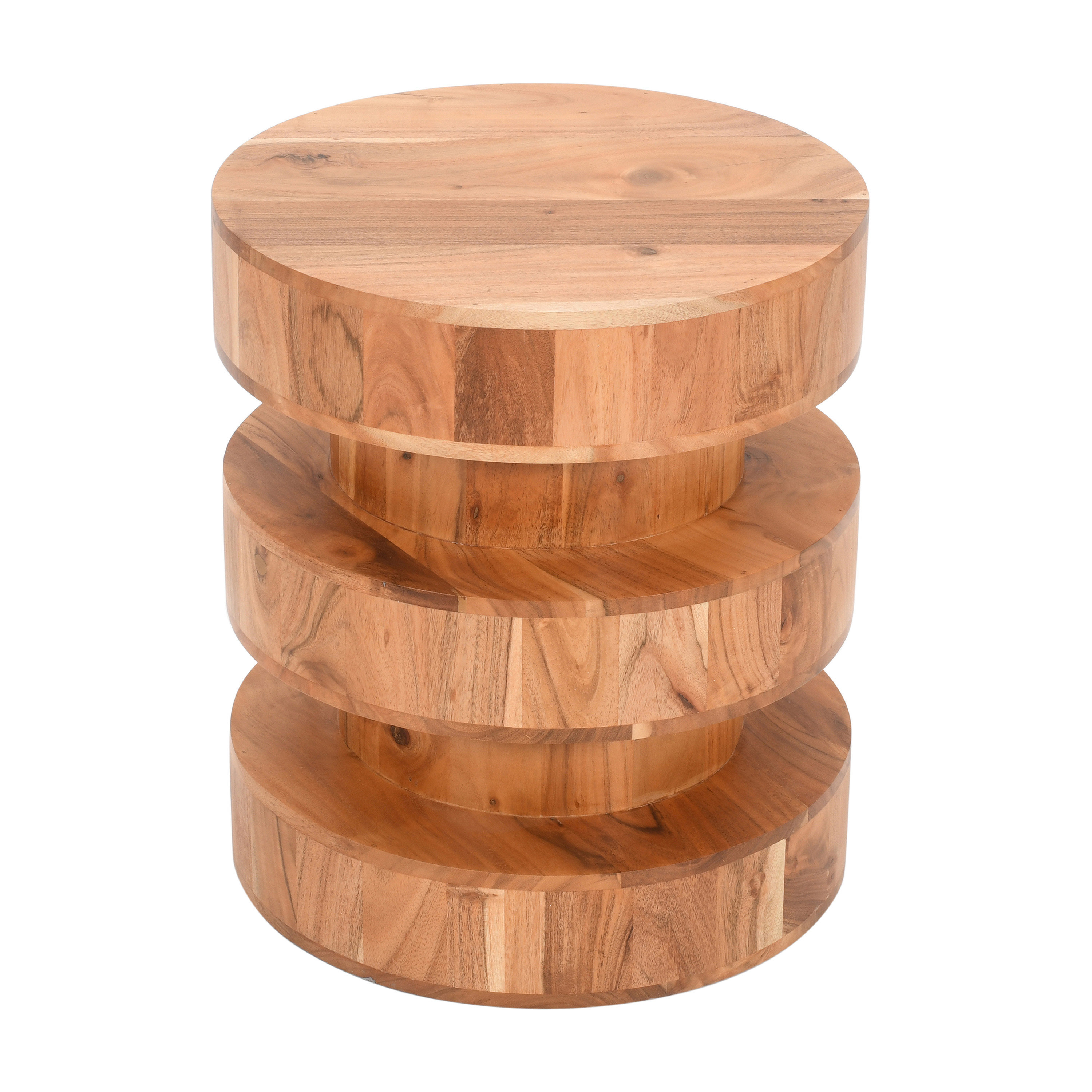 Loon Peak® Jarve Stacked Drum Design Solid Wood End Table | Wayfair