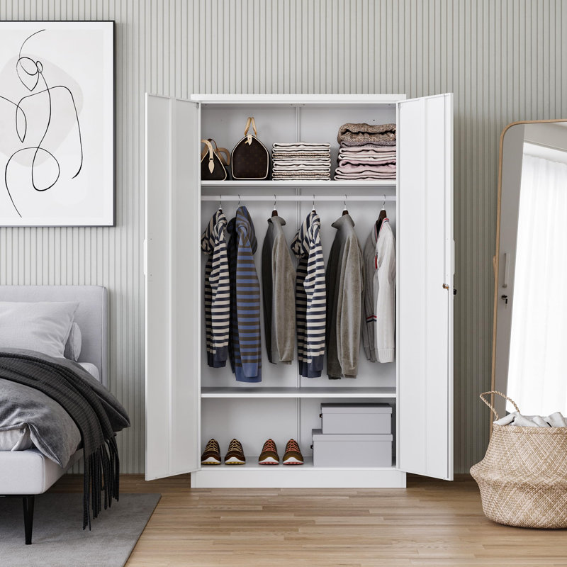 Latitude Run® 36 Inch Wide Metal Wardrobe Cabinets Storage Cabinets ...