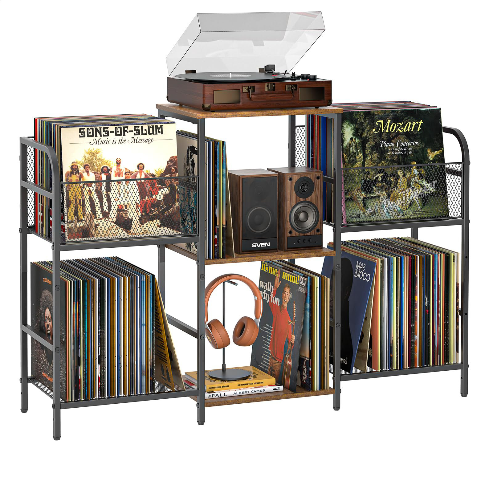 17 Stories Record Player Stand With Vinyl Storage | Wayfair