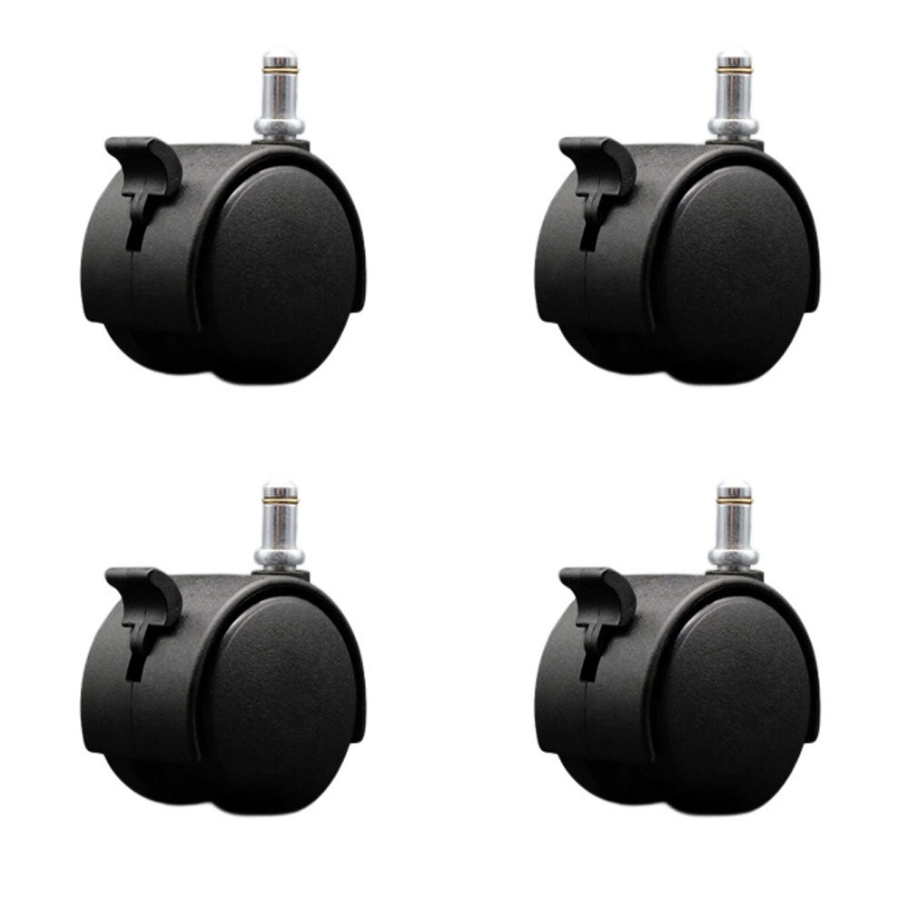 Service Caster 2 Inch Chair Casters Nylon Twin Wheel with Brakes 7/16 ...
