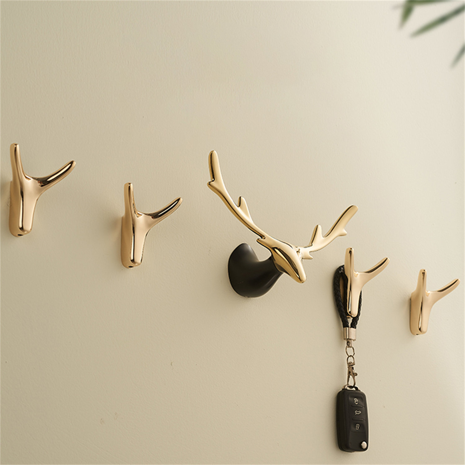 Everly Quinn Luxe Brass Wall Hook System - No-Drill Entryway, Bathroom ...