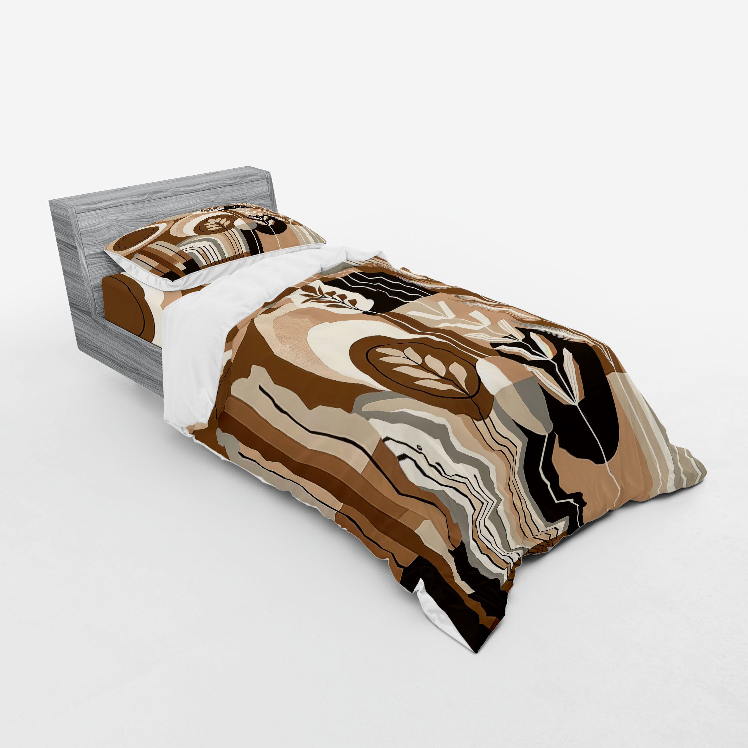 Ambesonne Monstera Bedding Set & Dark Cocoa Pale Brown | Wayfair