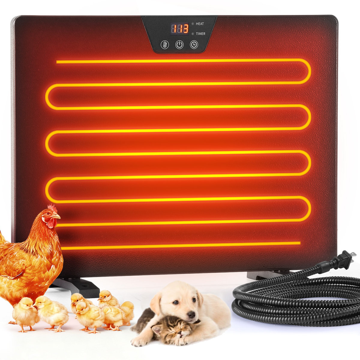Toocapro Smart Chicken Coop Heater, 200W Radiant Heat Panel Dog Cat ...