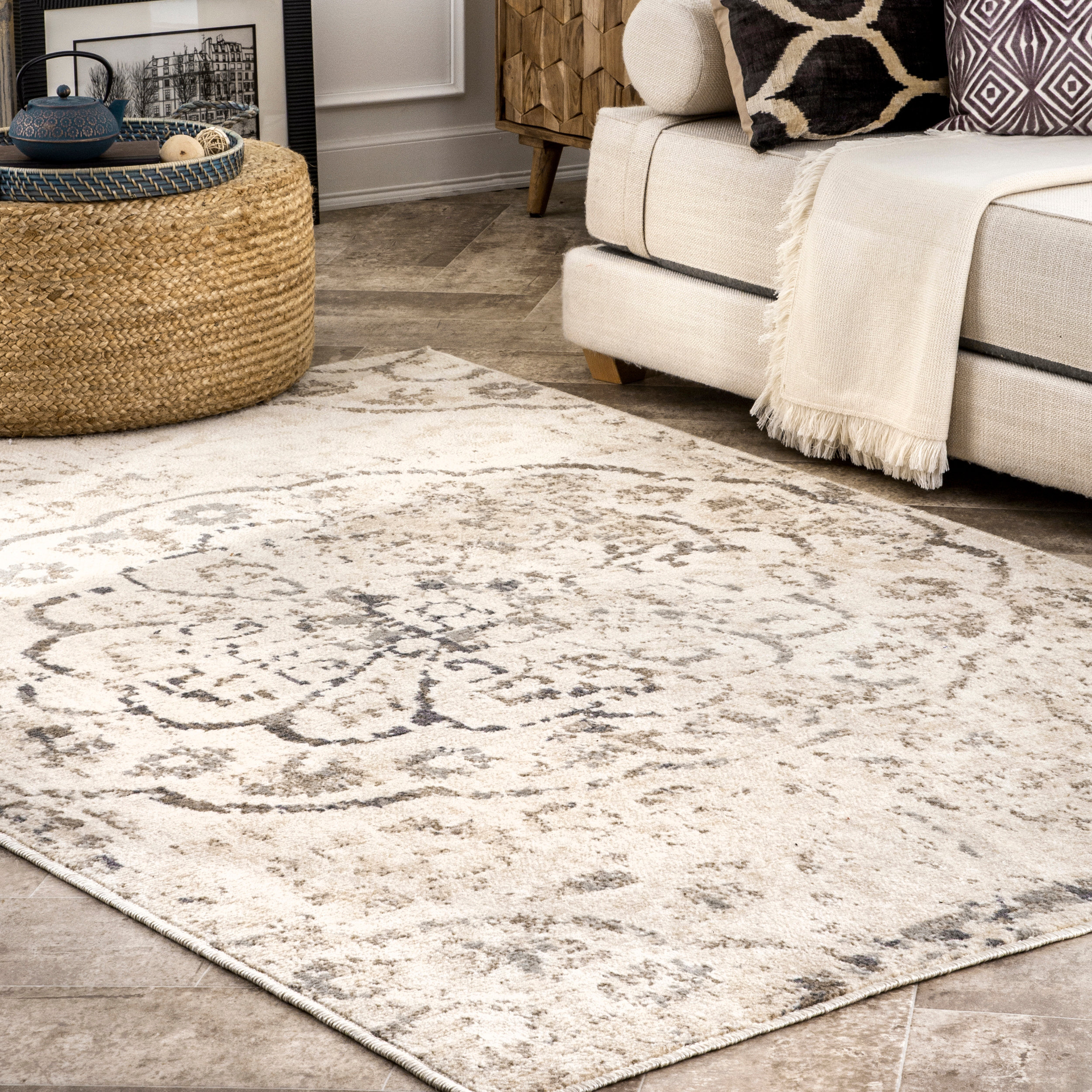 Gracie Oaks Simpson Distressed Vintage Beige Area Rug & Reviews | Wayfair