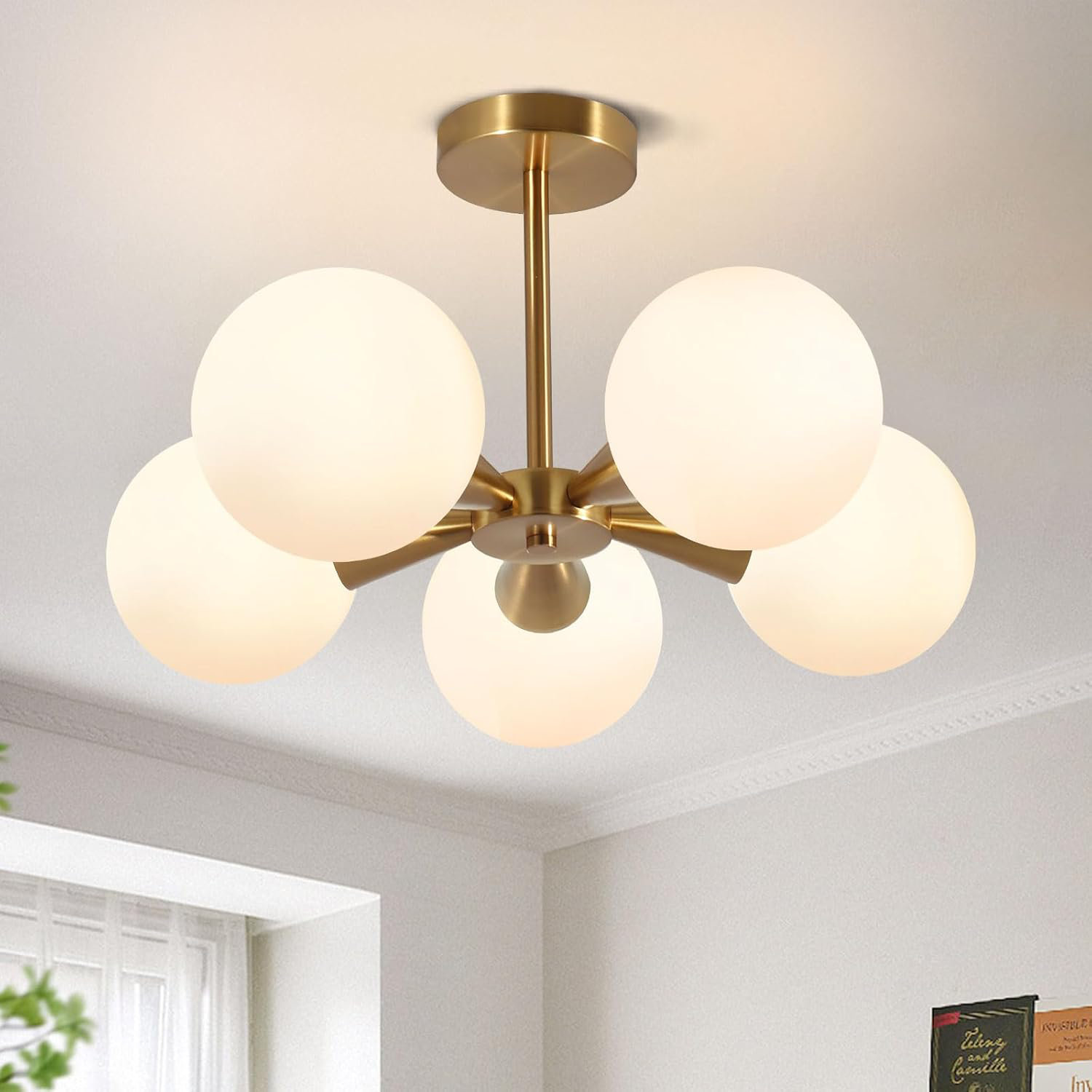 Everly Quinn 5-Lights Semi Flush Mount Ceiling Light Fixture Bend ...