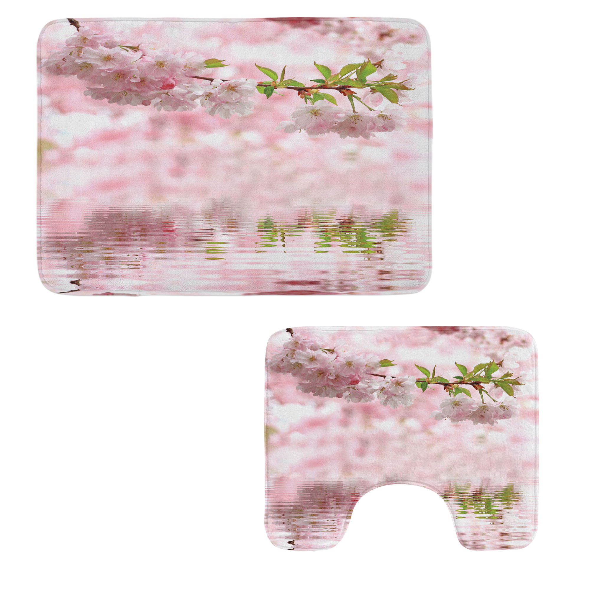 East Urban Home Flower Bathroom Rug Set 2 Pieces Rectangle & Contour ...