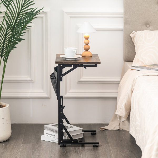 17 Stories 11.8”W C Shaped End Table,Slide Under Sofa Table With Metal ...