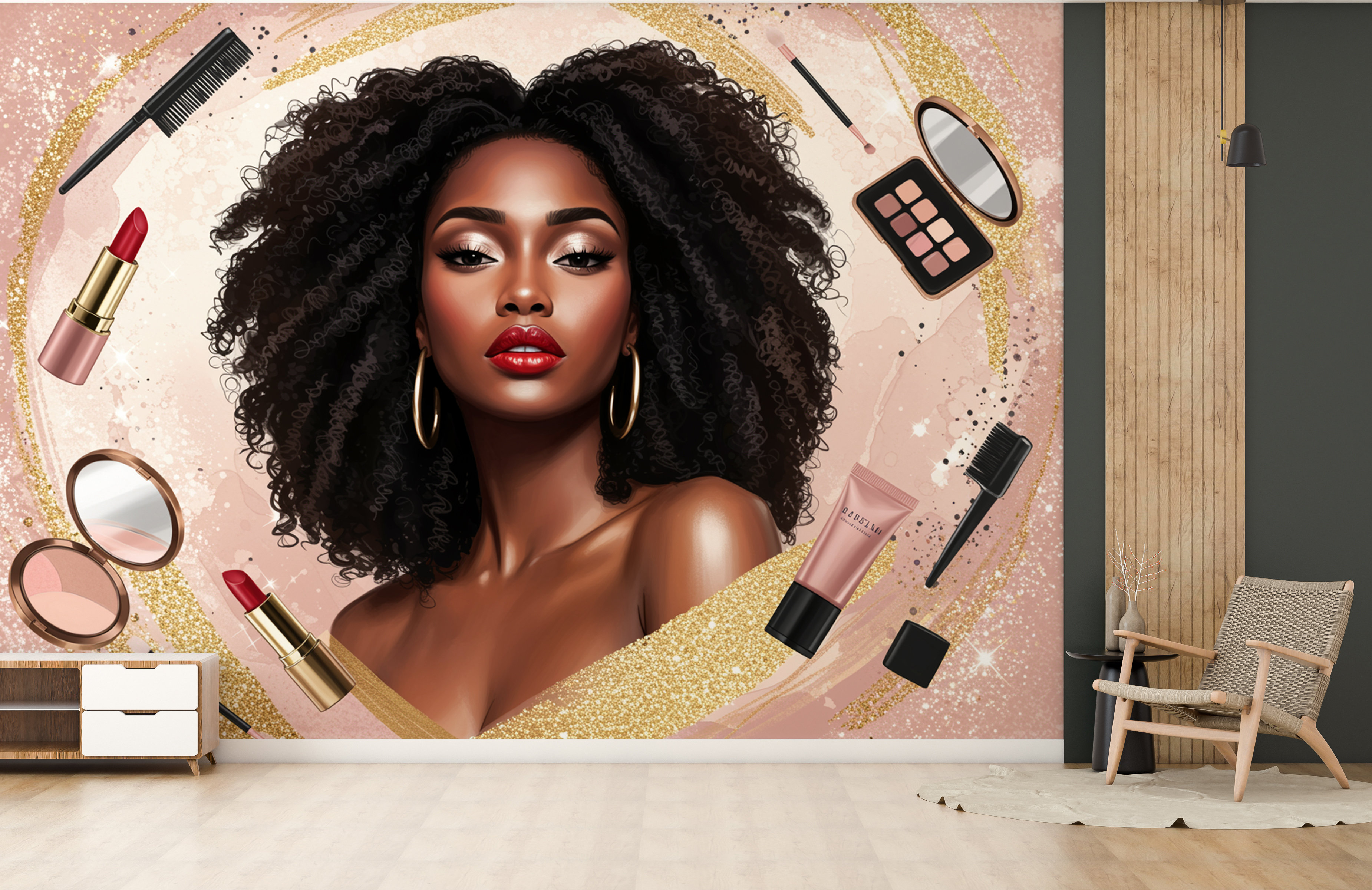 Everly Quinn Beauty Salon Wallpaper, Beautiful Afro Women Wall Mural ...