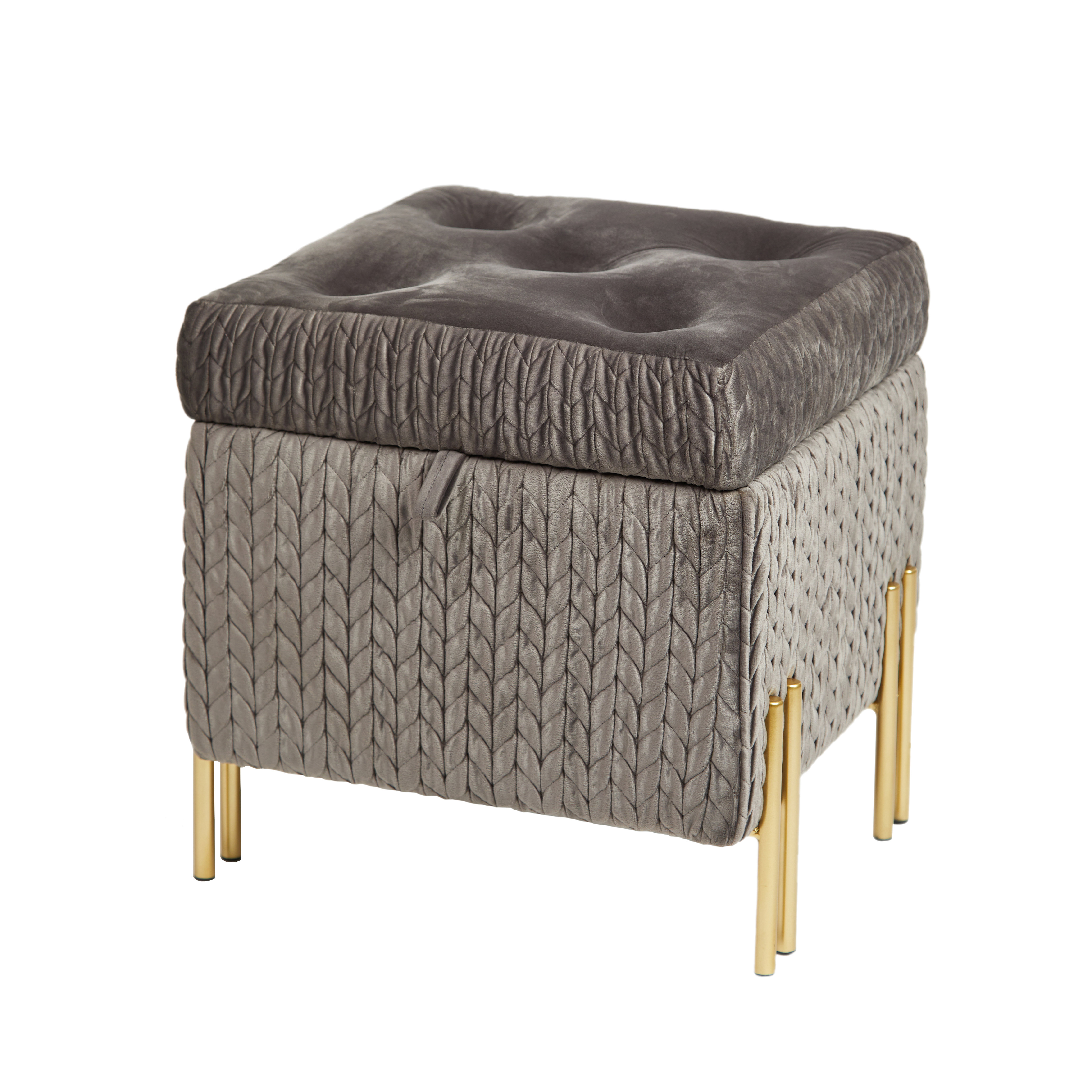 Everly Quinn Fenelia 16.1" Wide Tufted Square Storage Ottoman | Wayfair