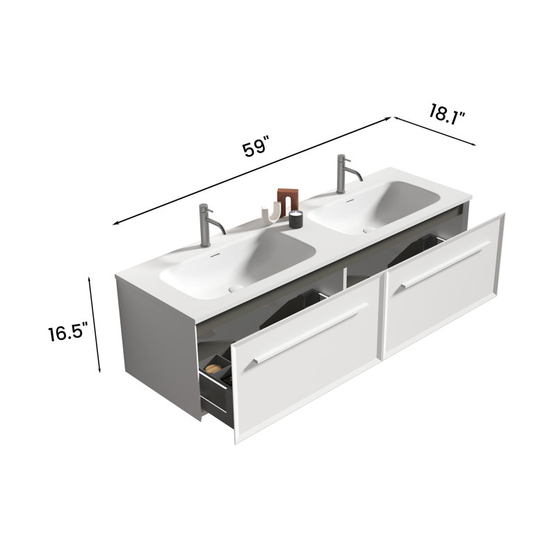 Latitude Run® Jesus Wall-Mounted Bathroom Vanity with Sink | Wayfair