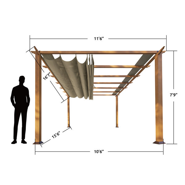 Paragon-Outdoor Florence 16 ft. W x 11 ft. D Wood Grain Aluminum ...