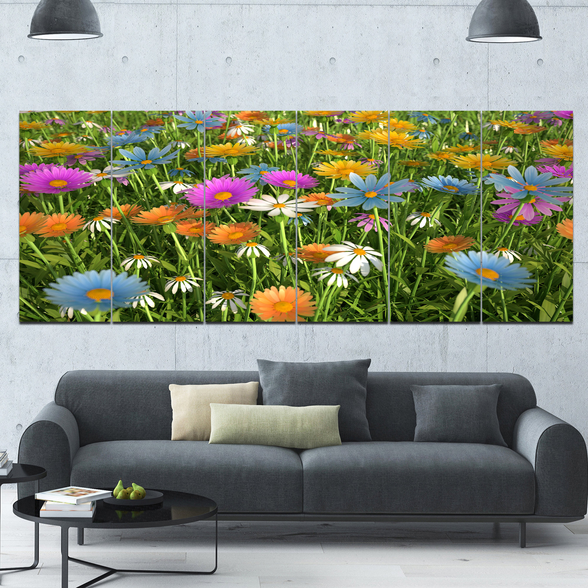 Design Art 'Different Color Flowers in Field' 6 Piece Photographic ...