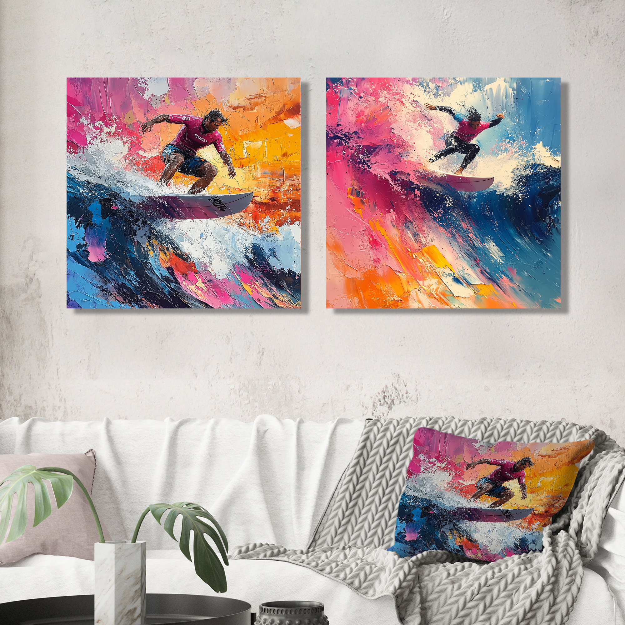 Highland Dunes Pink Surfing Competition I - Surfing Wall Art - Modern ...