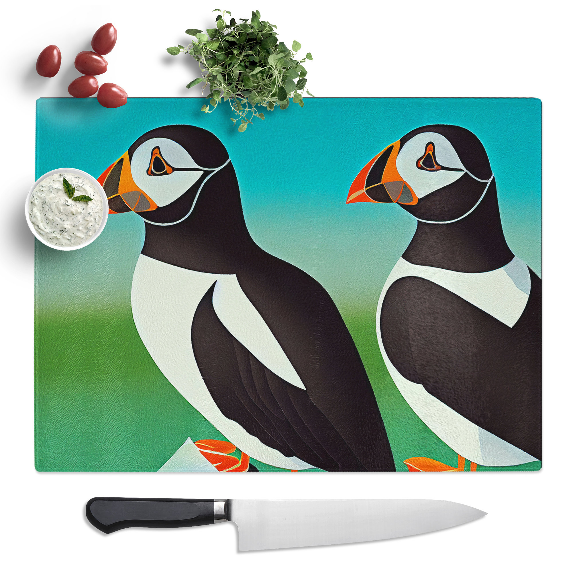 Metro Lane Puffin Birds Vol.2 Glass Chopping Board | Wayfair.ie