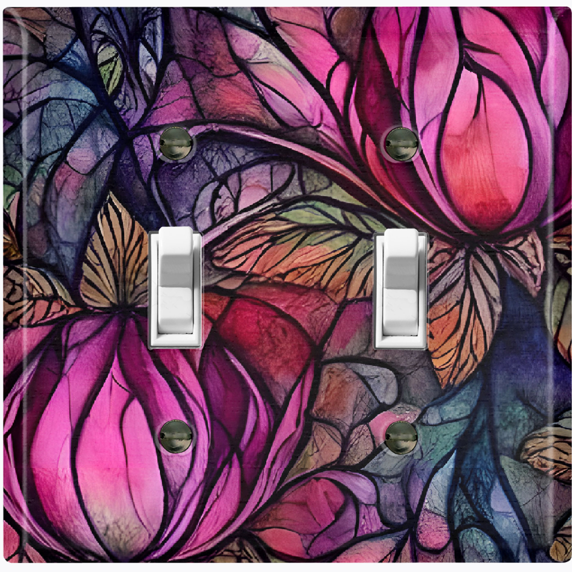 WorldAcc Dark Flower Roses Nature Themed 2 - Gang Toggle Light Switch ...