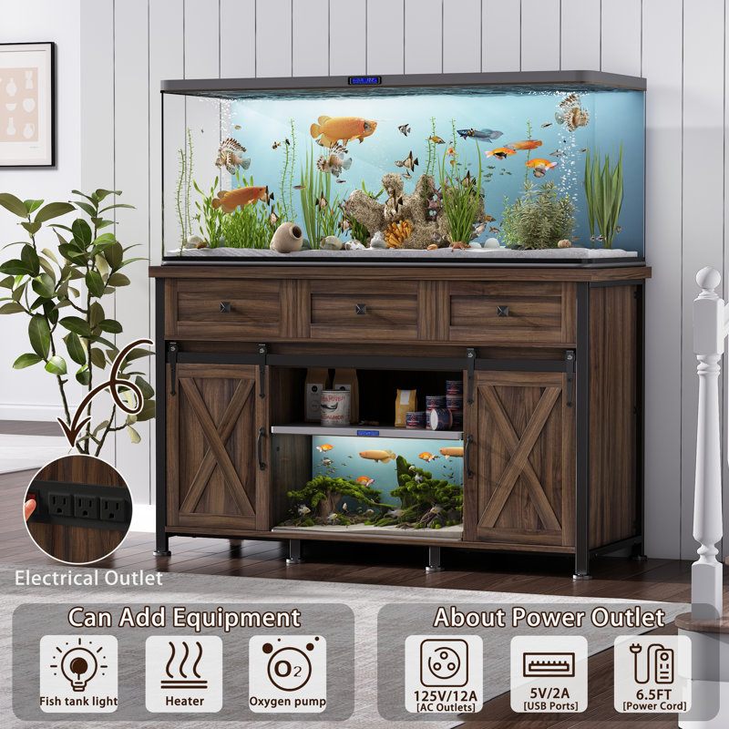 Tucker Murphy Pet™ 55-75 Gallon Fish Tank Stand with Power Outlets ...