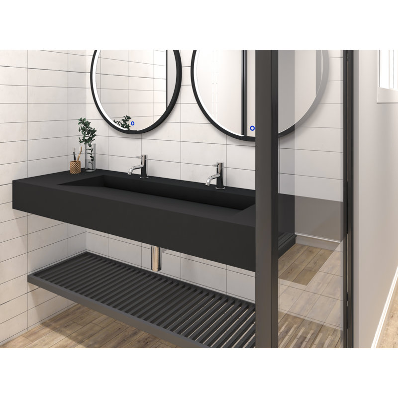 CastelloUSA Pyramid 60'' Solid Surface Rectangular Vessel Bathroom Sink ...