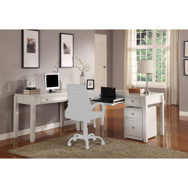 Lark Manor™ Assiah 3 Piece Solid Wood L-Shaped Computer Desk Office Set ...