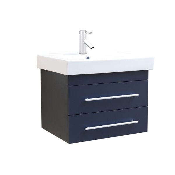 Wrought Studio Leota 24" Wall-Mounted Single Bathroom Vanity Set ...