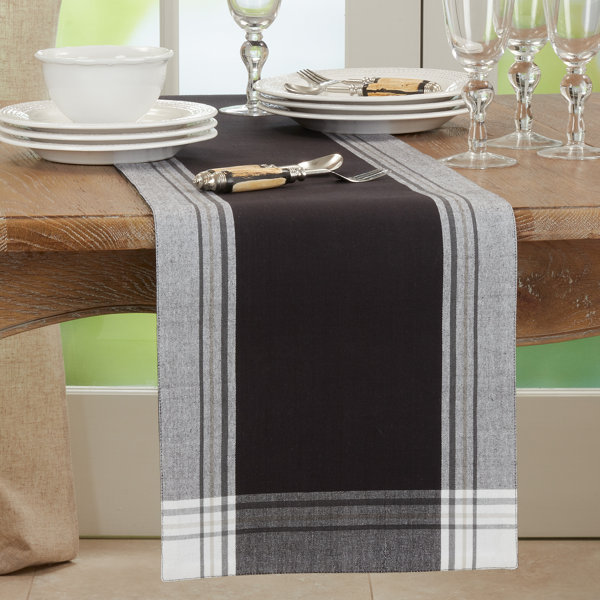 Saro Rectangle Striped Cotton Table Runner & Reviews | Wayfair