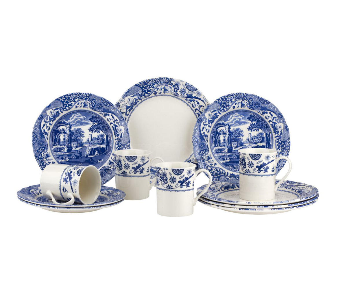 Spode Blue Italian Brocato 12 Piece Dinnerware Set, Service for 4 ...