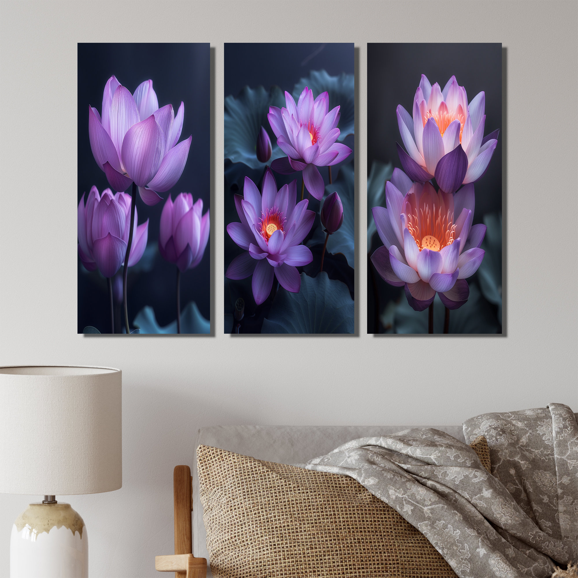Ebern Designs Purple Grey Lotus Essence Flowers I - Lotus Wall Art ...