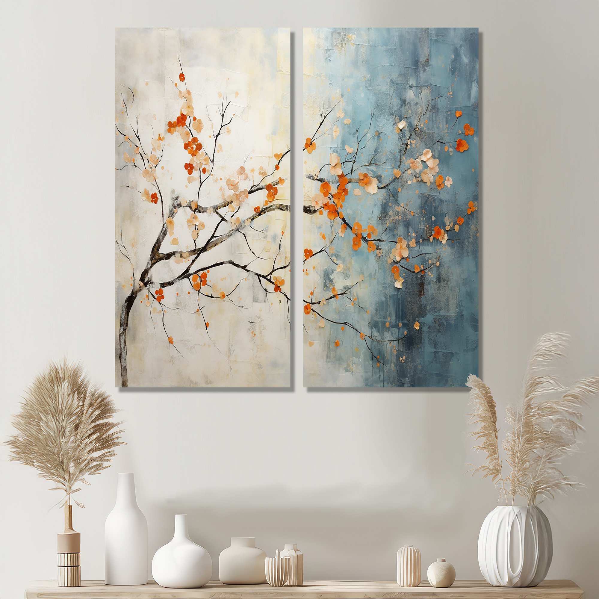 Winston Porter Orange Teal Maple Tree Glowing Embers V - Traditional ...