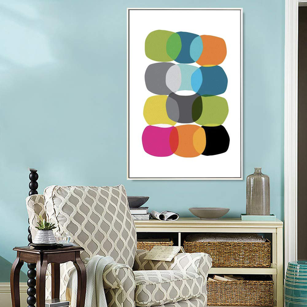 IDEA4WALL Abstract Vibrant Color Blocks Intersecting Rainbow Circle ...