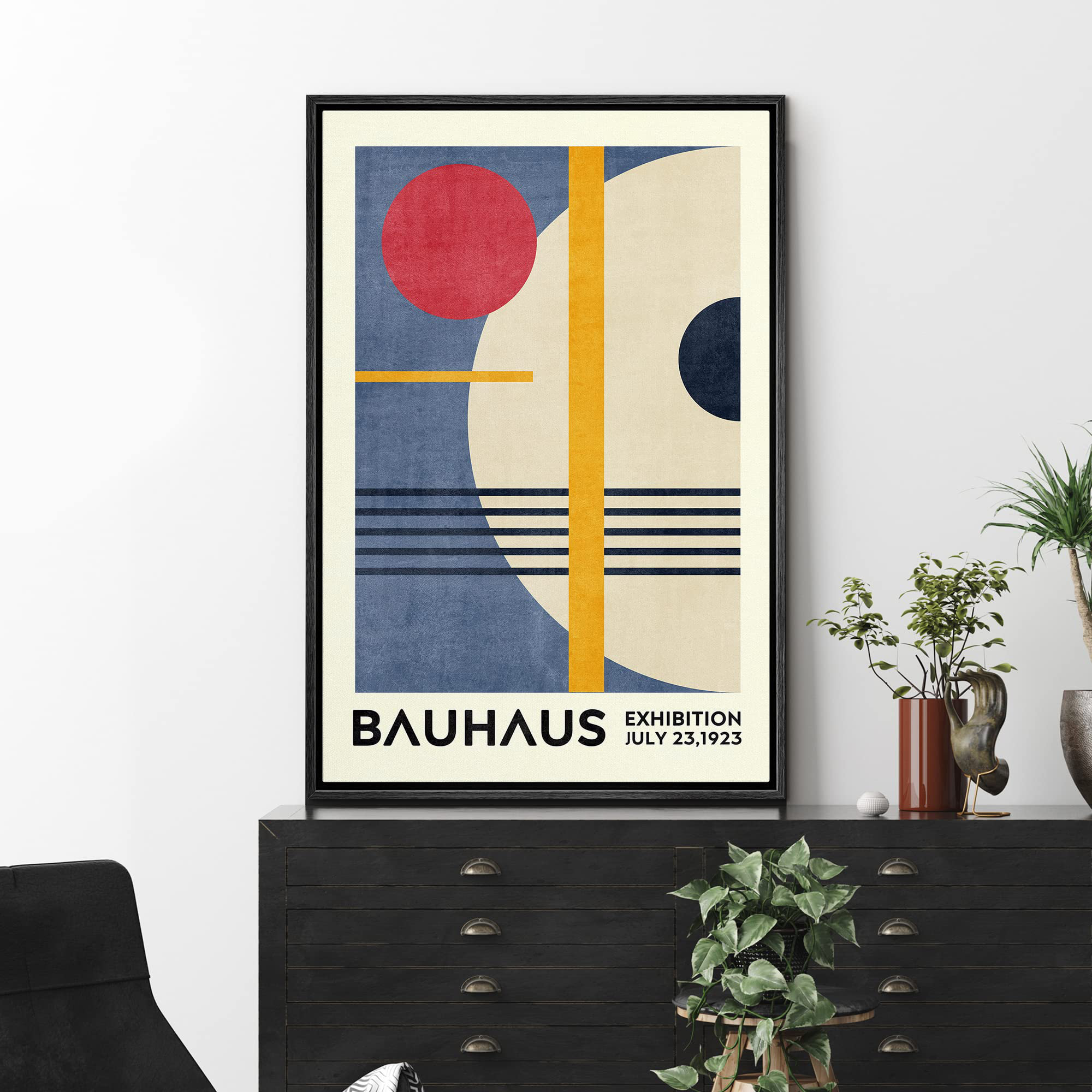 IDEA4WALL Abstract Vibrant Color Blocks Red And Blue Bauhaus Geometric ...