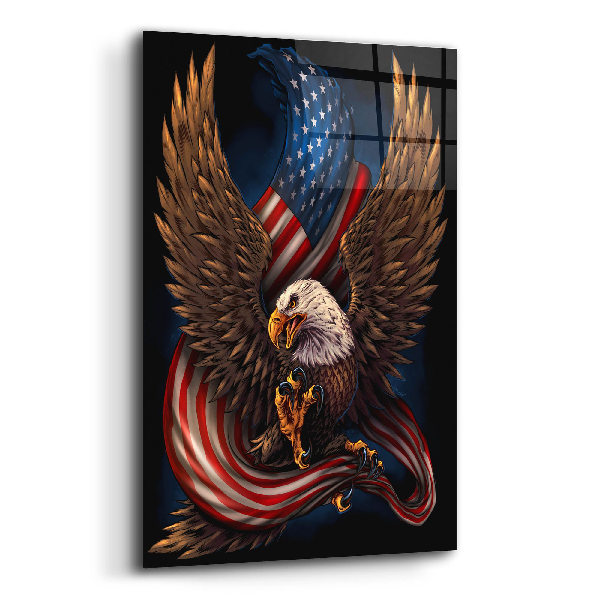 Trinx Red Barrel Studio® 'Eagle And Flag' By Flyland Designs, Acrylic ...