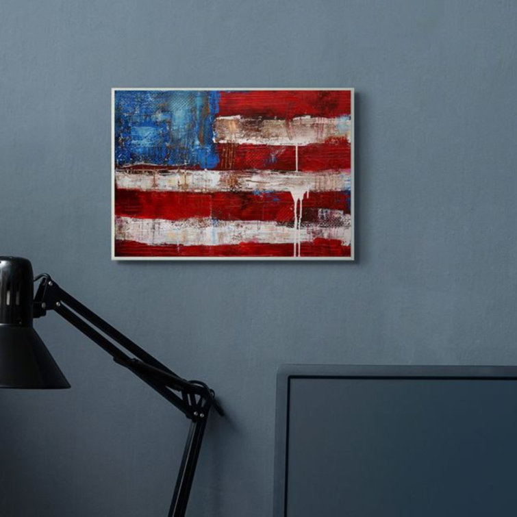 Stupell Industries Rustic United States Flag With Distressed Paint Drip ...