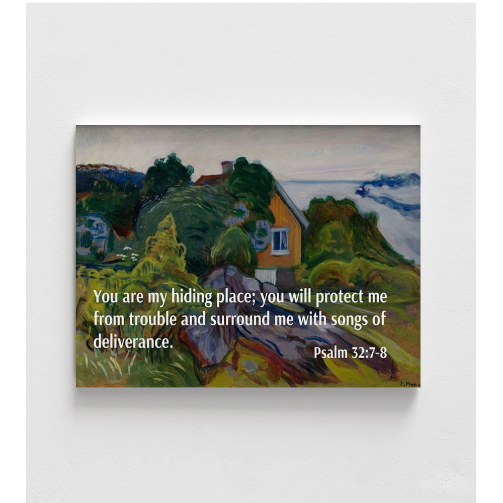 WeFrameArt The House By The Fjord By Edvard Munch, Framed Psalm 32:7-8 ...